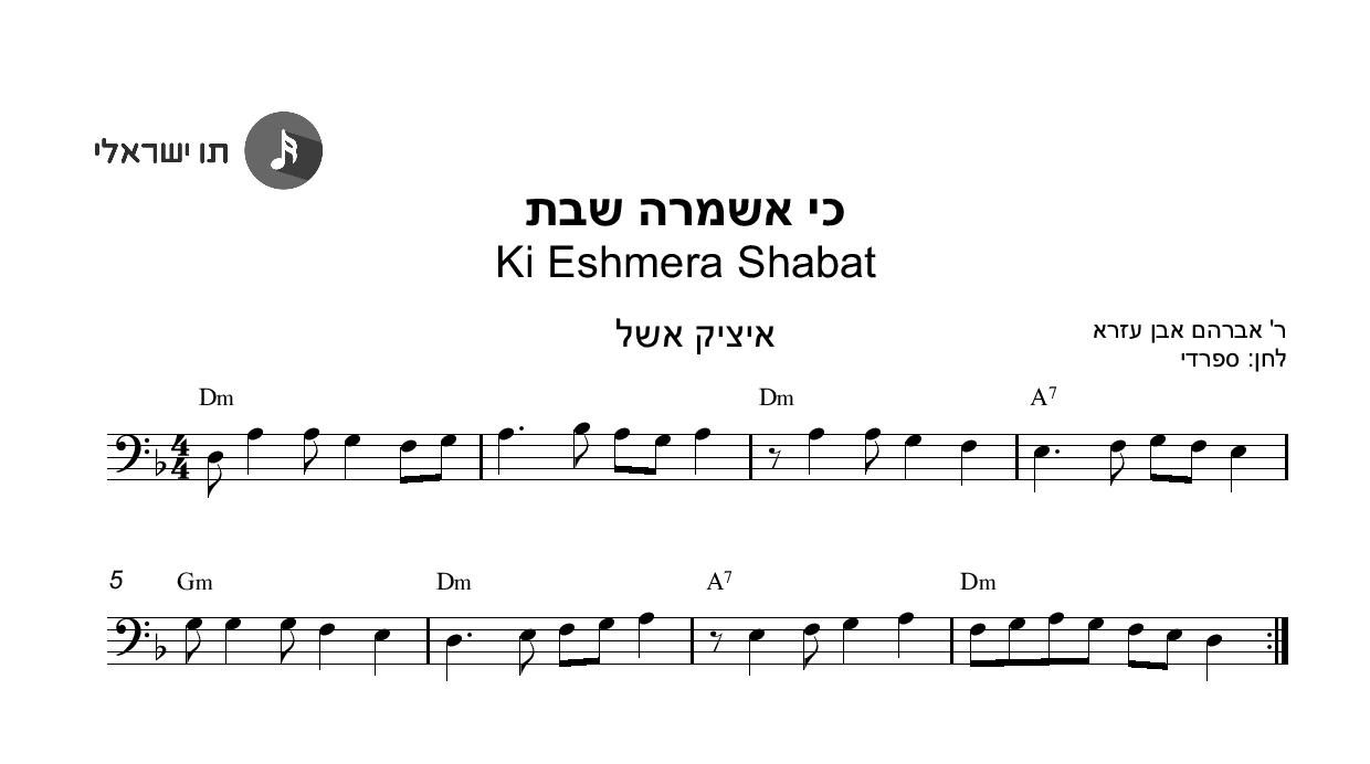Ki Eshmera Shabat - Itzik Eshel - Sheet Music - Notes and Chords ...